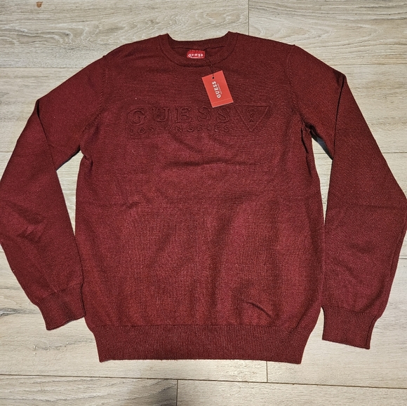 Guess | Sweaters | Nwt Guess Stero Deboss Sweater 3d Logo Crewneck ...